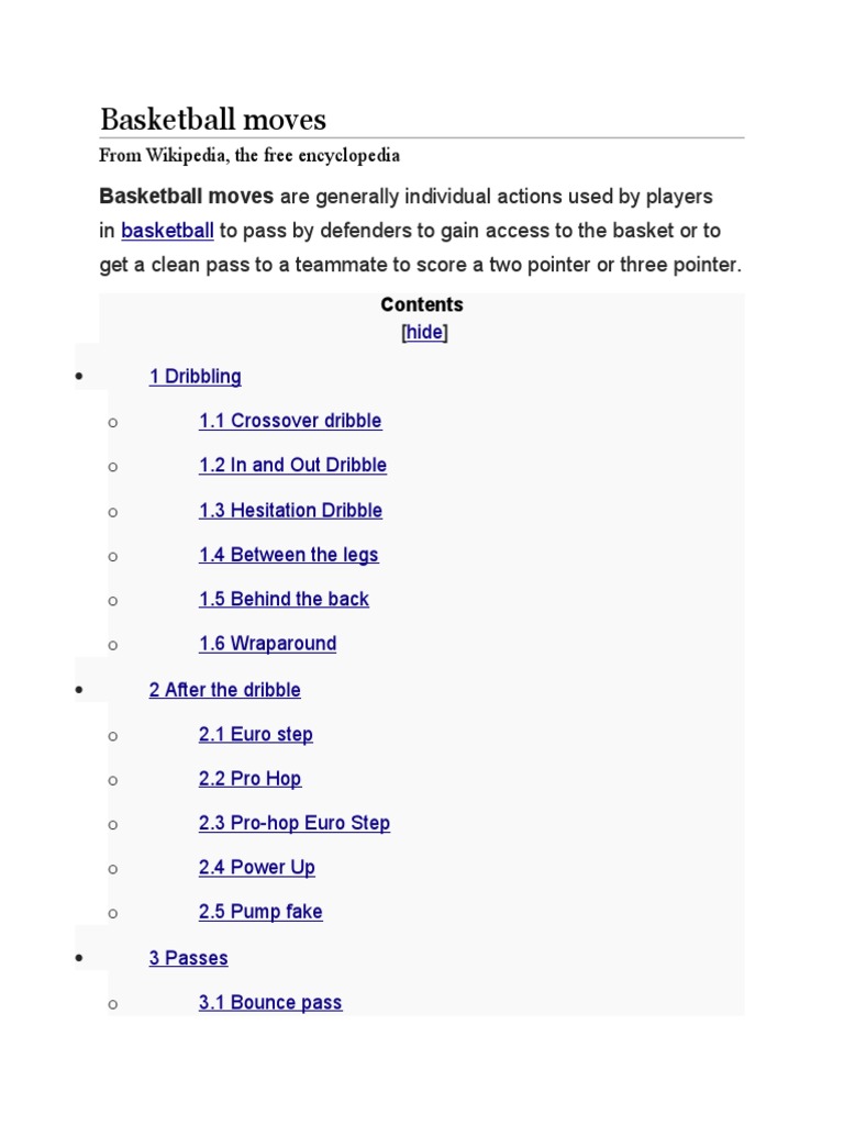 Basketball Moves | PDF | Team Sports | Athletic Sports
