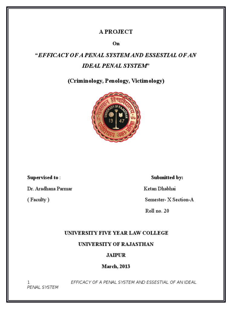 Efficacy of A Penal System and Essestial of An Ideal Penal System | PDF ...