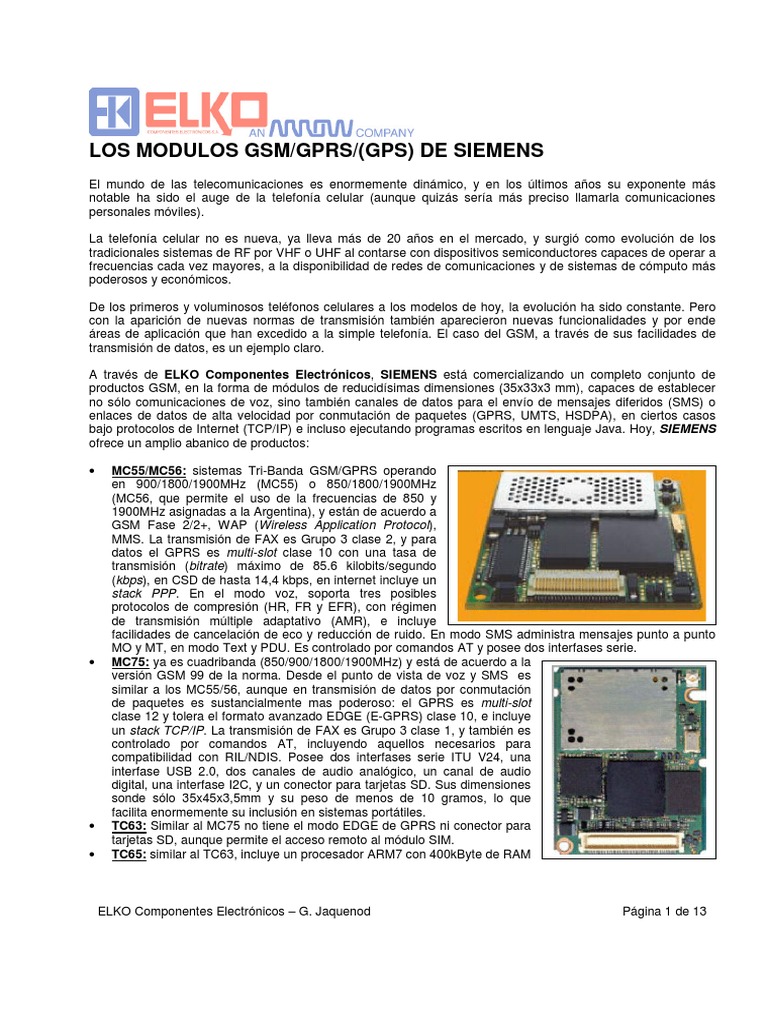 Modulo Gsm-Gprs (GPS) de Siemens | PDF | paquete general de Radio ...