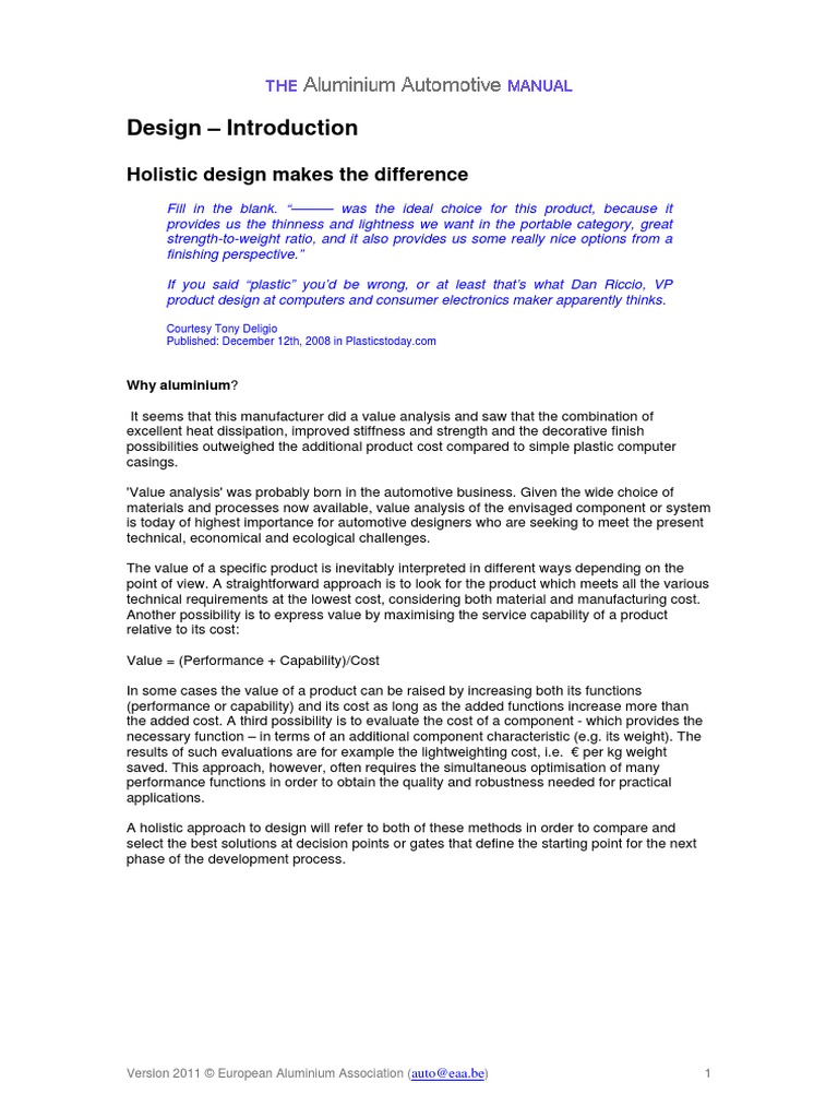 AAM Design Introduction | PDF | Aluminium | Design