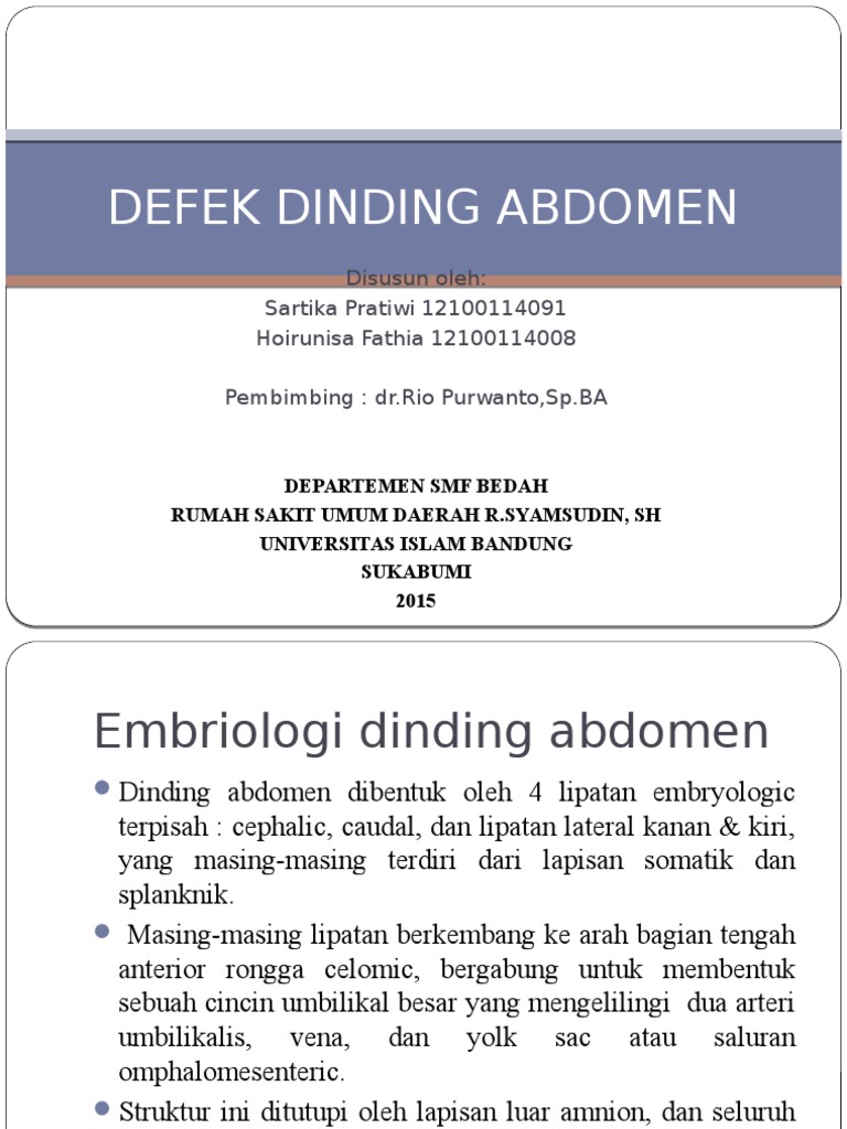 Defek Dinding Abdomen | PDF | Kesehatan Holistik | Teknologi & Rekayasa