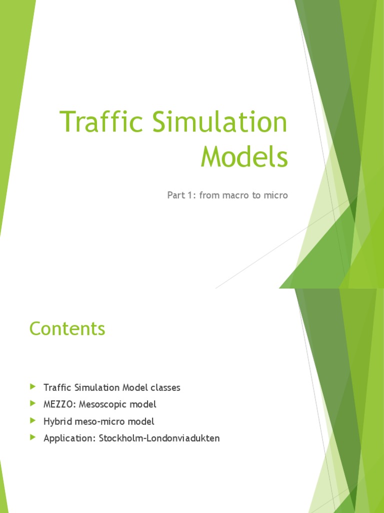 Advanced Transport Modeling-Traffic Simulation Models | Simulation ...