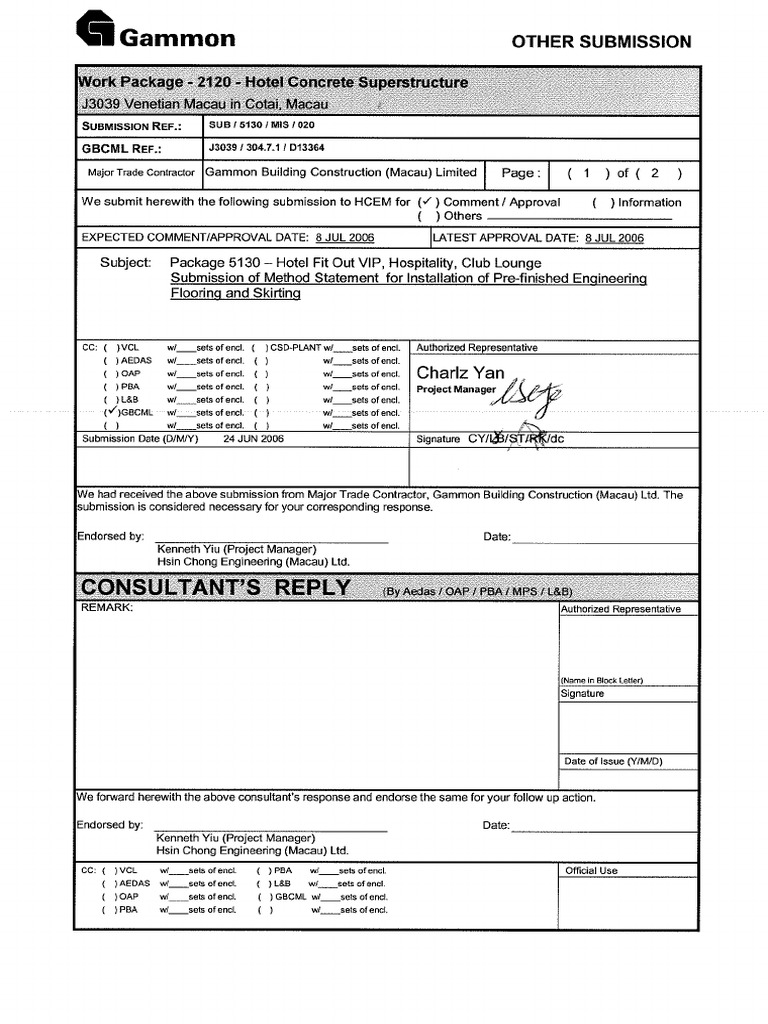 Method Statement For Installation of Pre-Finished Engineering Flooring ...