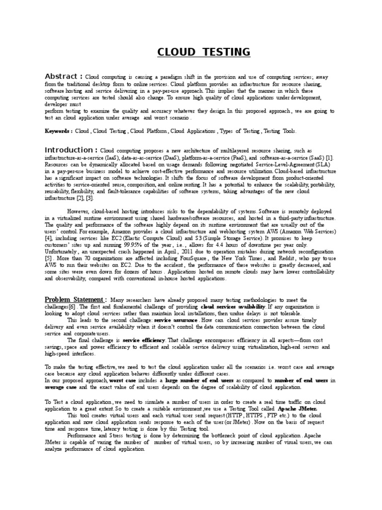 Problem Statement of Cloud Testing Using Apache JMeter | PDF | Cloud ...