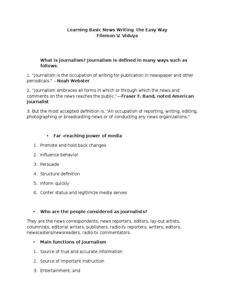 Basic News Writing | PDF | Journalism | News