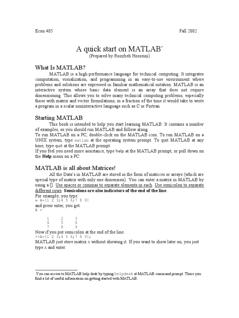 A Quick Start On MATLAB | PDF | Business