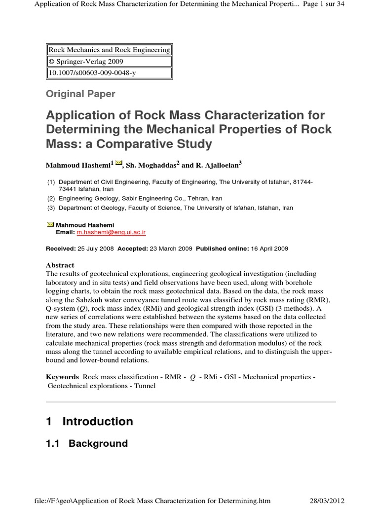 Application of Rock Mass Characterization For Det | PDF | Strength Of ...