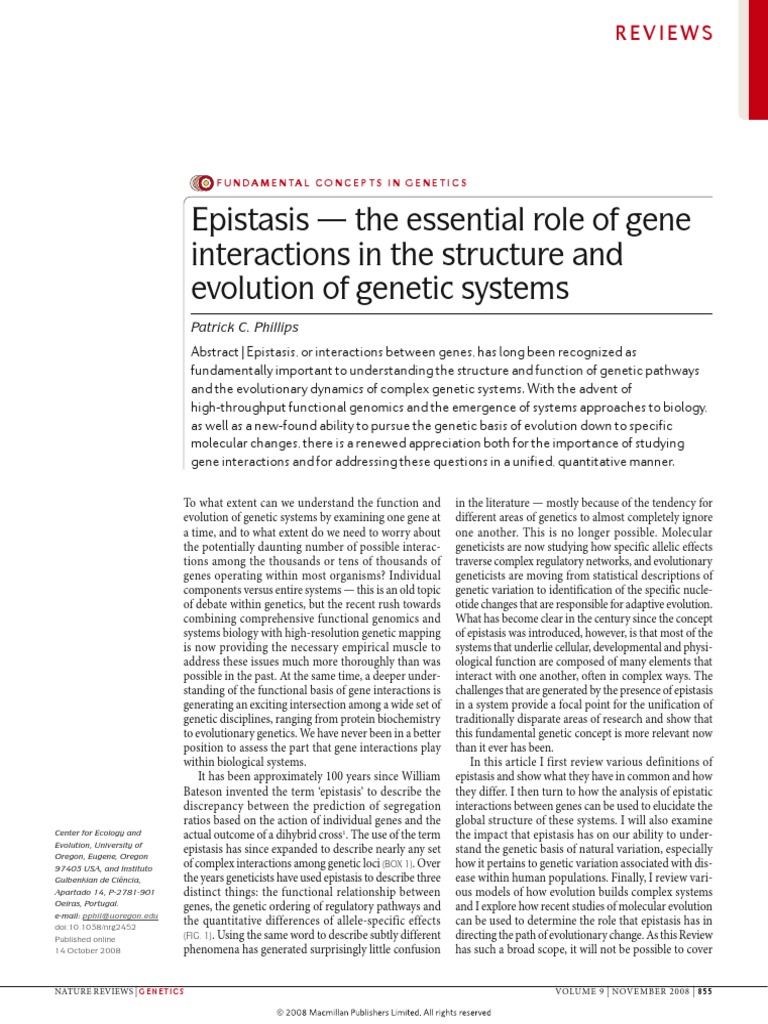 Epistasis - The Essential Role of Gene | PDF | Epistasis | Quantitative ...