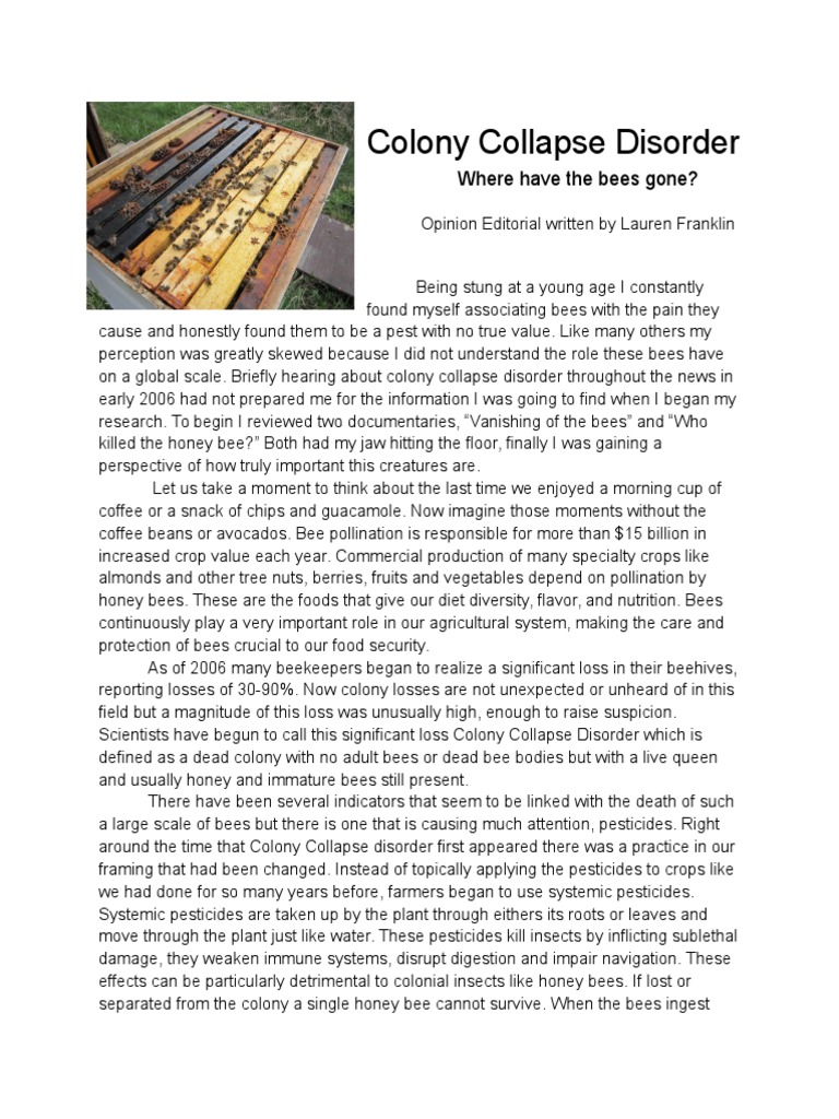Colony Collapse Disorder | PDF | Honey Bee | Bees