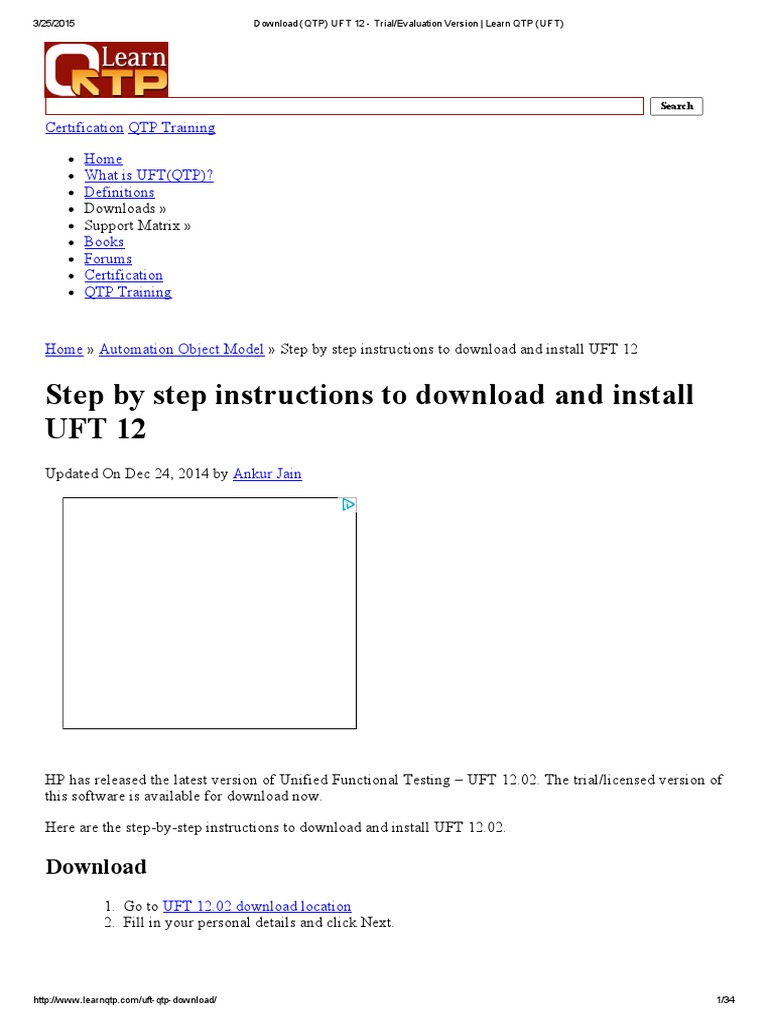 (QTP) UFT 12 - Trial - Evaluation Version - Learn QTP (UFT) | PDF ...