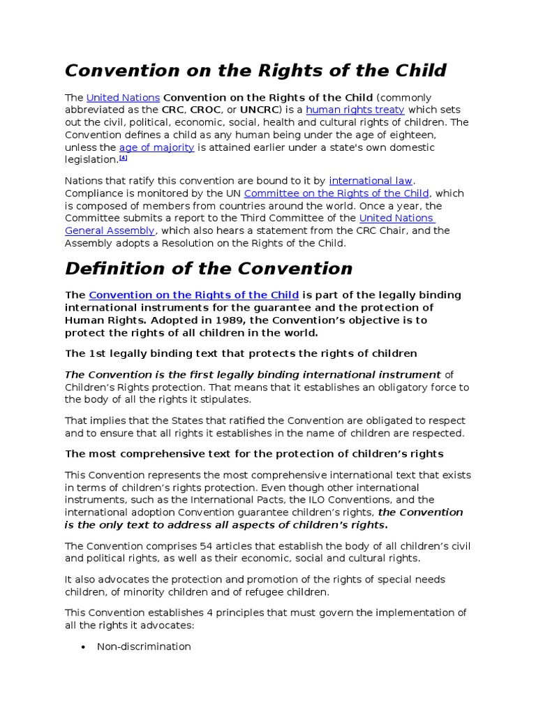 Convention on the Rights of the Child | Convention On The Rights Of The ...