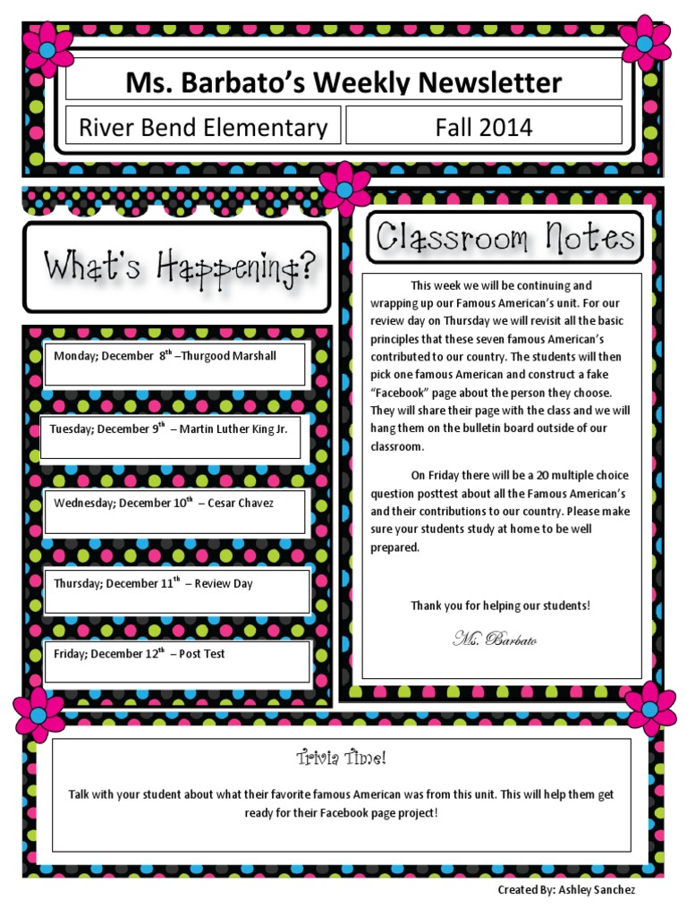 Curriculum Unit Newsletter Week 2 Revised | PDF