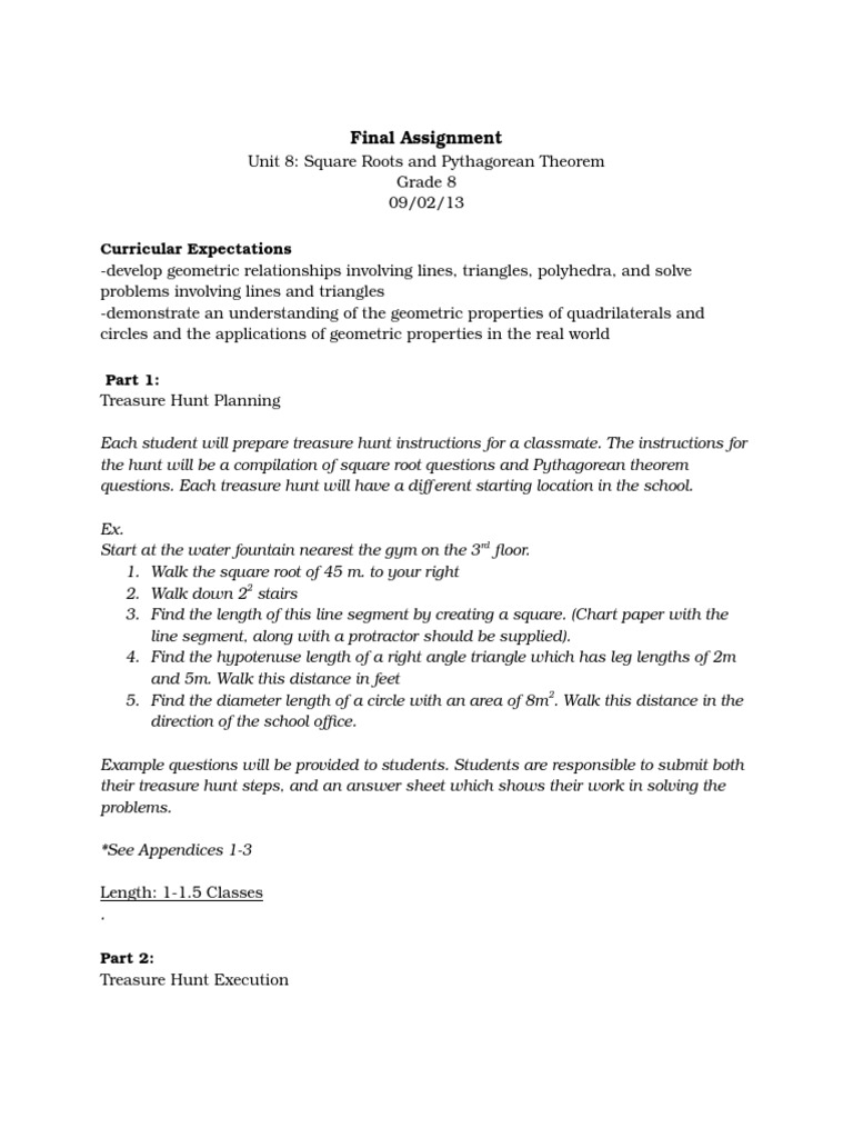 Final Assignment - Grade 8 Math | PDF | Triangle | Geometry