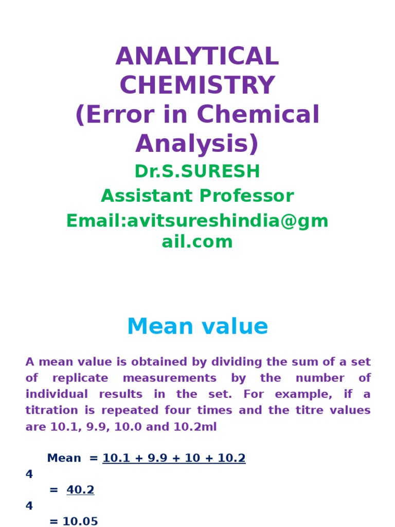 Errors in Analytical Chemistry Explained | PDF | Accuracy And Precision ...