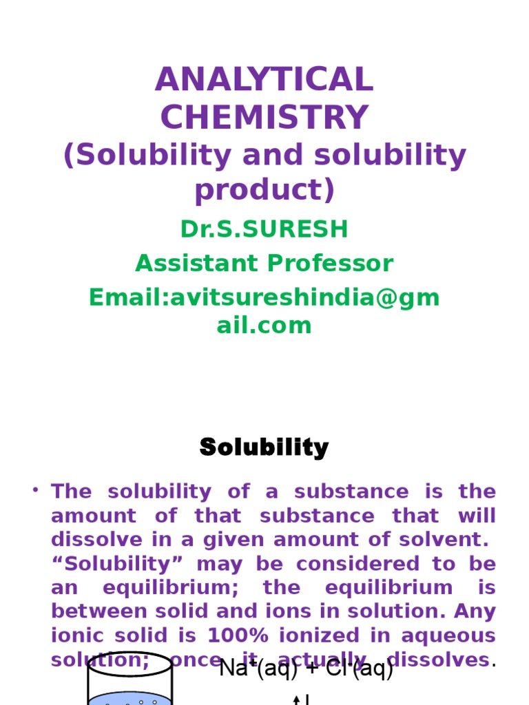 Solubility and Solubility Product | PDF | Solubility | Chemical Equilibrium