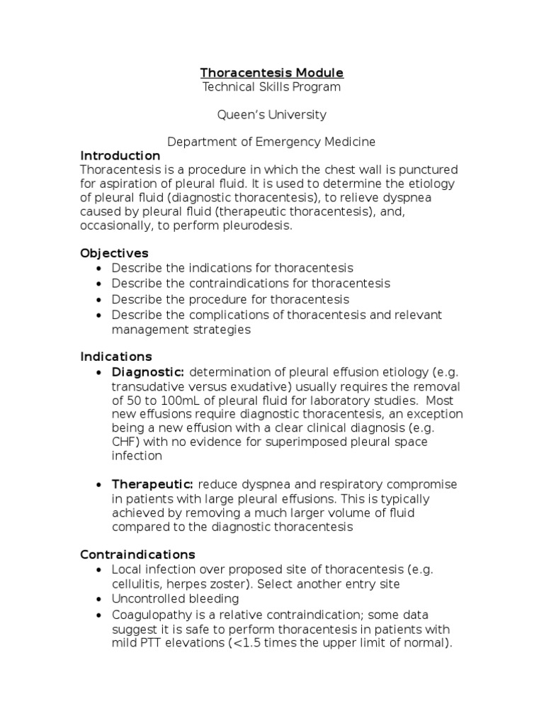 Thoracentesis Procedure Steps