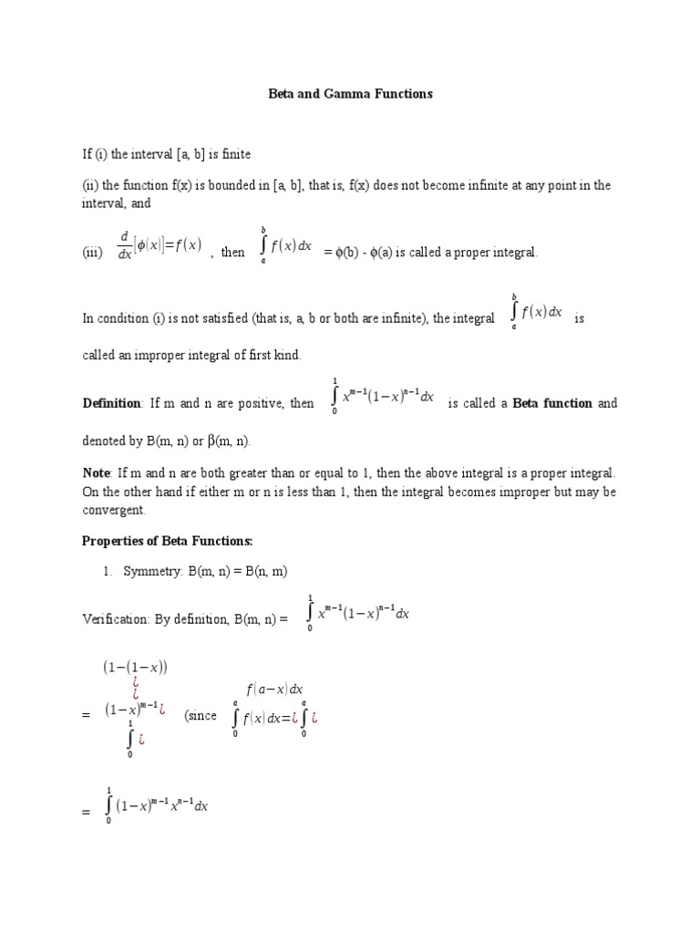 Beta Gamma Functins Material | PDF | Integral | Trigonometric Functions