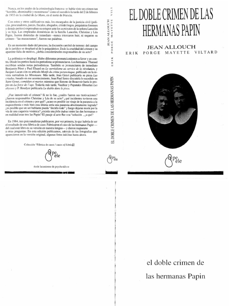 El Doble Crimen de Las Hermanas Papin Corregido | PDF | Jacques Lacan ...