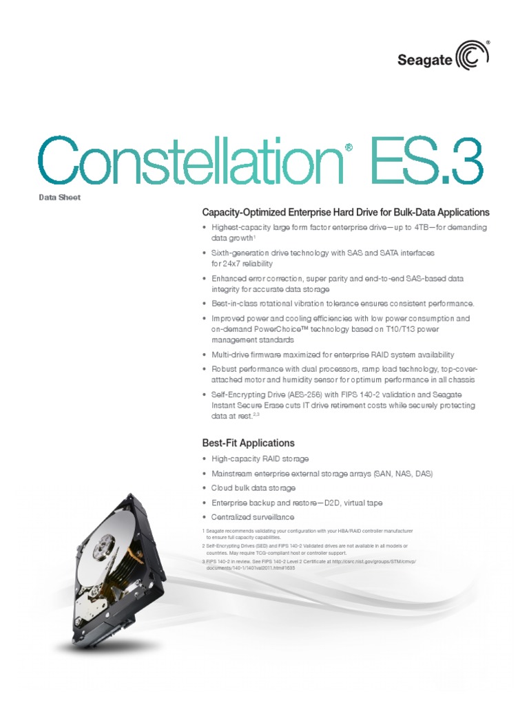 Constellation Es 3 Data Sheet Ds1769!1!1210us | PDF | Hard Disk Drive ...