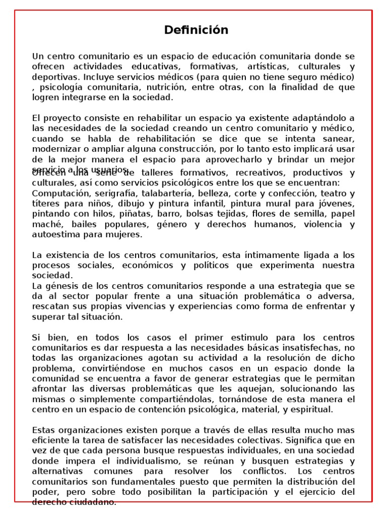 Centro Comunitario | PDF | Sociedad | Comunidad