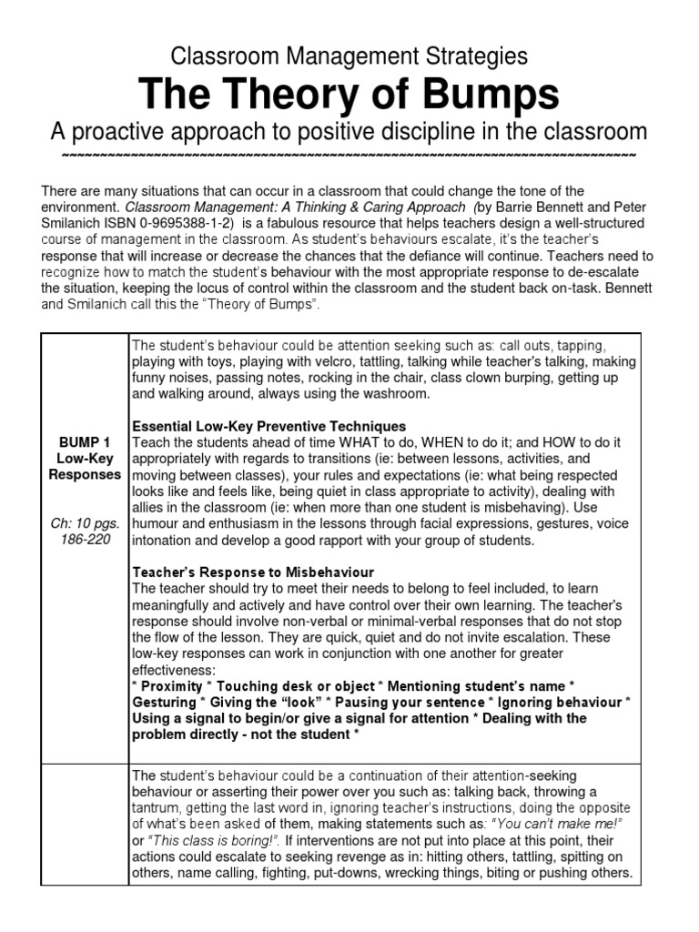 Classroom Management - Theory of Bumps | PDF | Classroom Management ...
