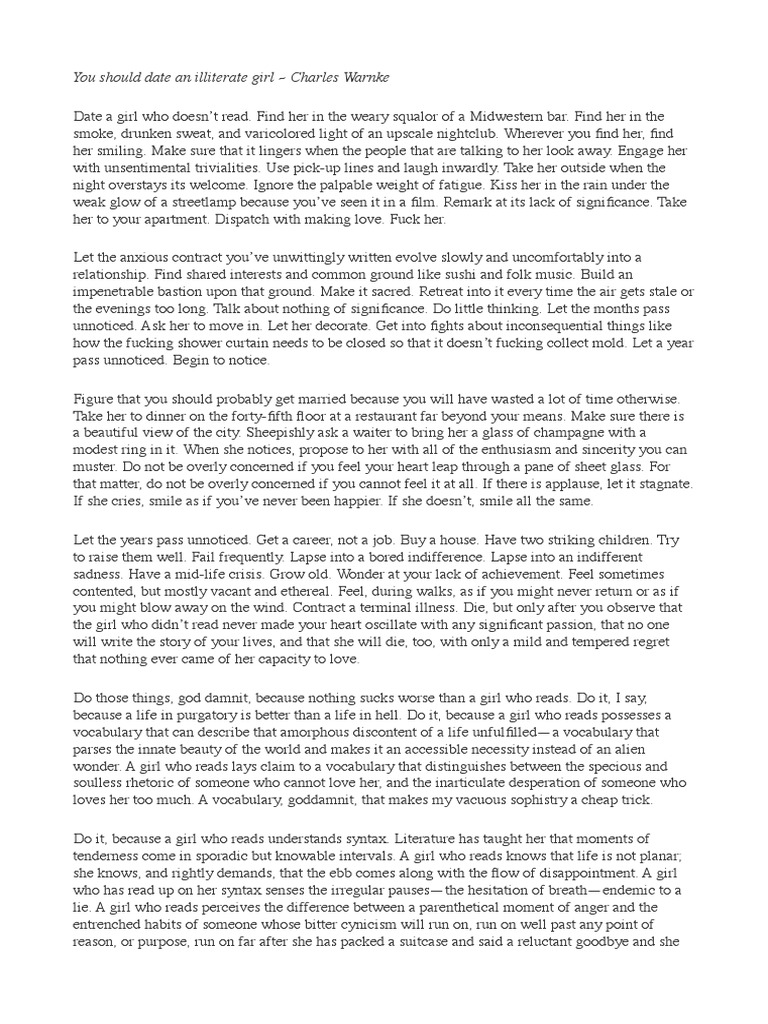 An Illiterate Girl | PDF