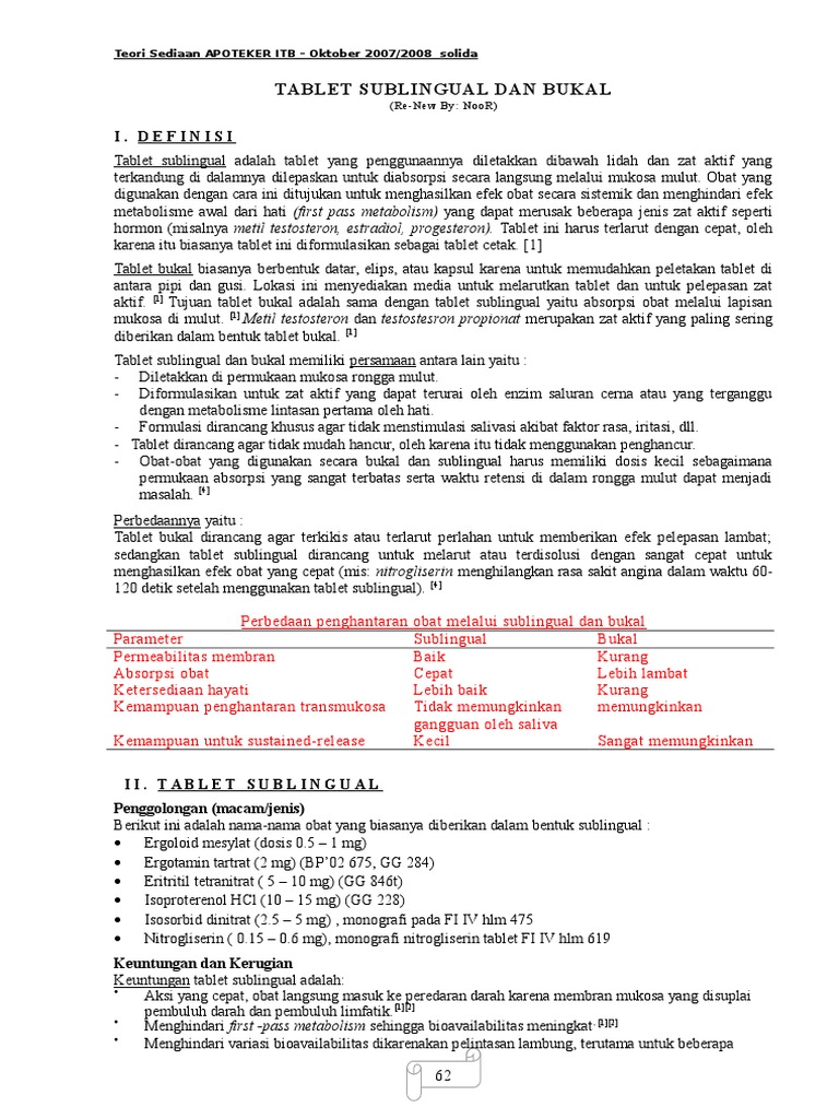 Tablet Sublingual Dan Bukal' | PDF | Kesehatan Holistik
