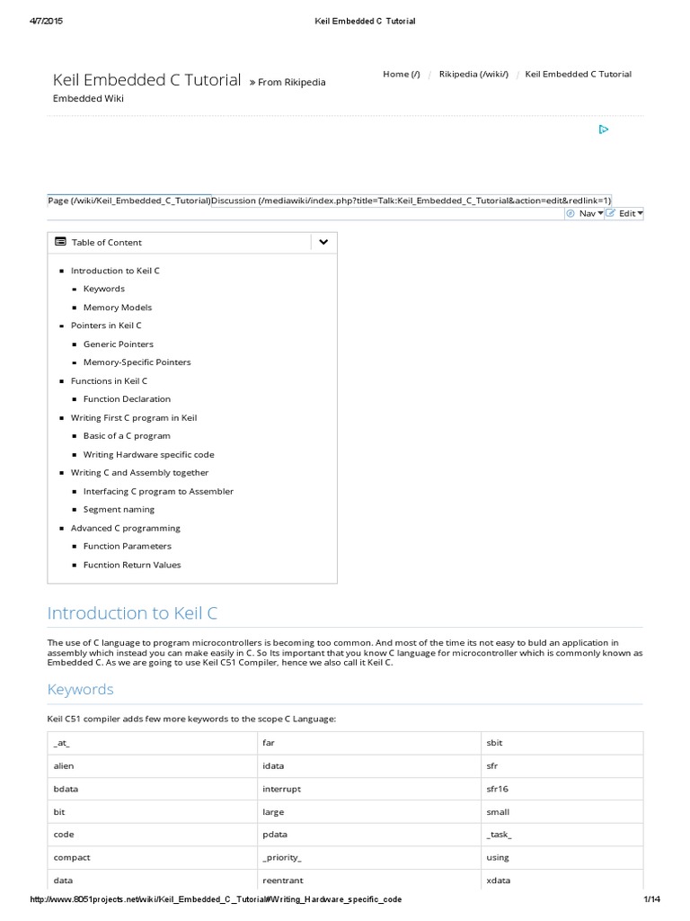Keil Embedded C Tutorial PDF | PDF | Pointer (Computer Programming) | Subroutine