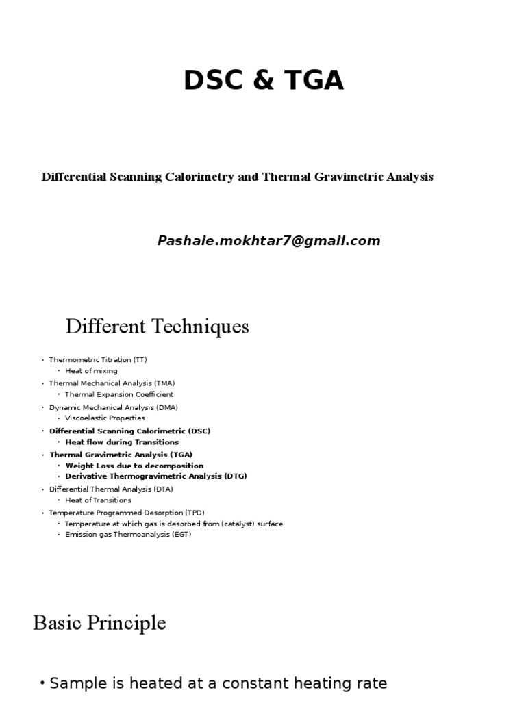 Differential Scanning Calorimetry and Thermal Gravimetric Analysis | PDF | Differential Scanning ...