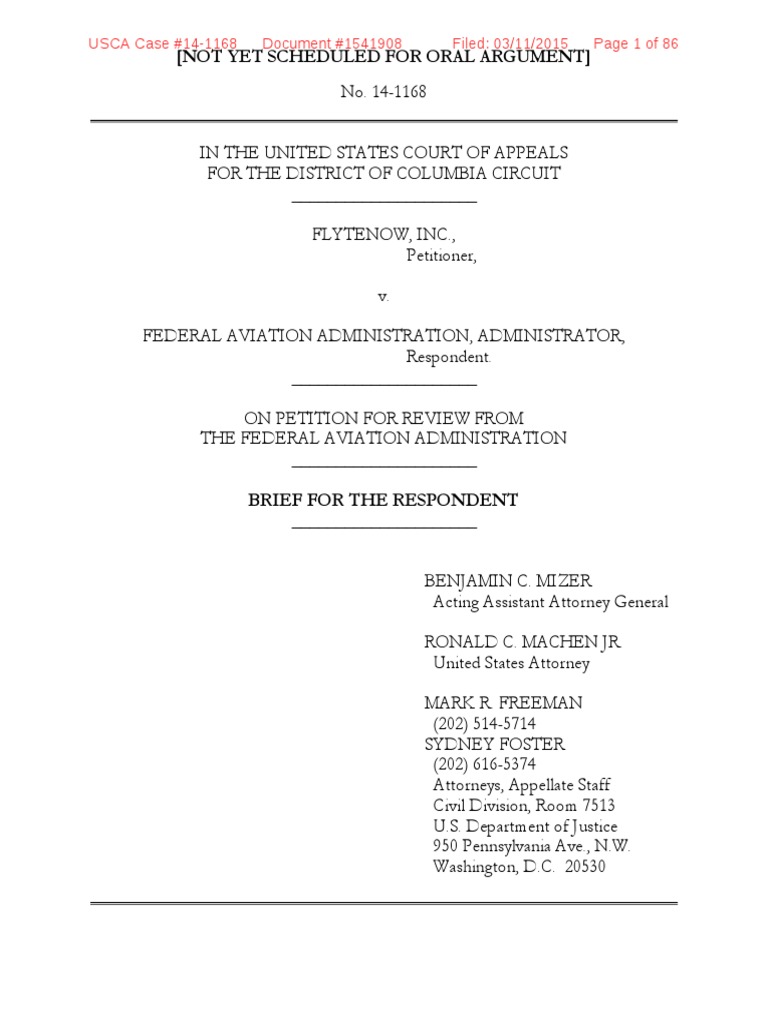 FAA Response Brief | PDF | Federal Aviation Administration | Brief (Law)