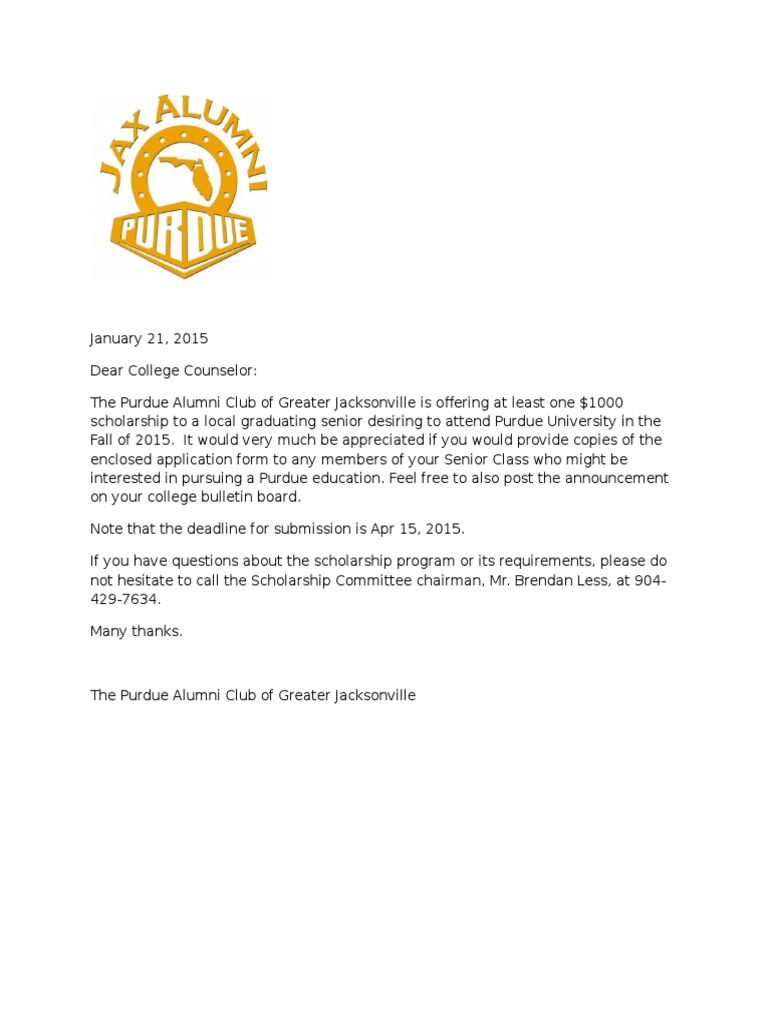 Scholarship Invitation Letter - 2015 | PDF