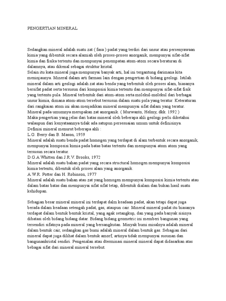 Pengertian Mineral | PDF | Sains & Matematika