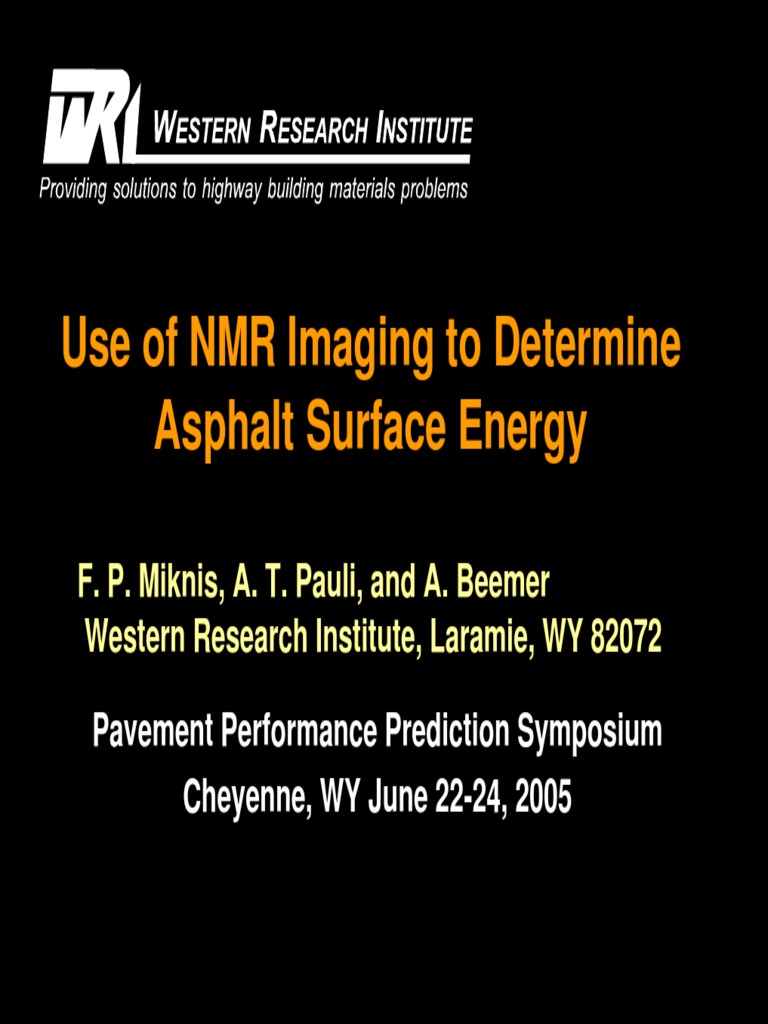 Use of NMR Imaging To Determine Asphalt Surface Energy | PDF | Nuclear ...