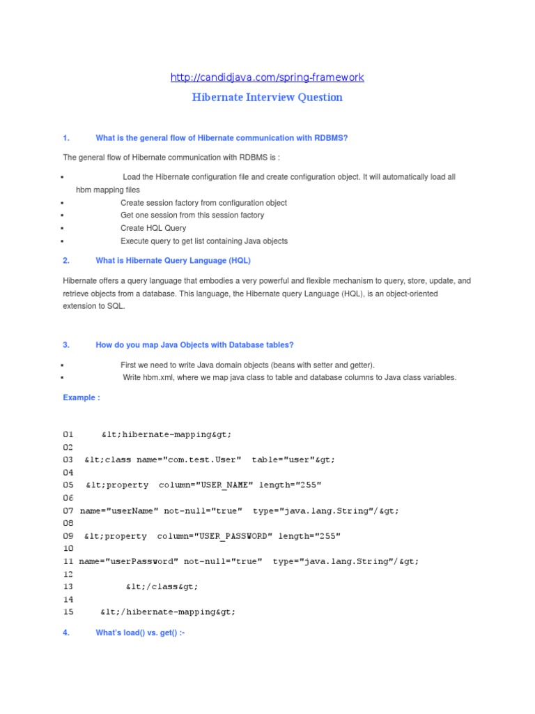 Hibernate Interview Question | PDF | Object Relational Mapping | Database Transaction