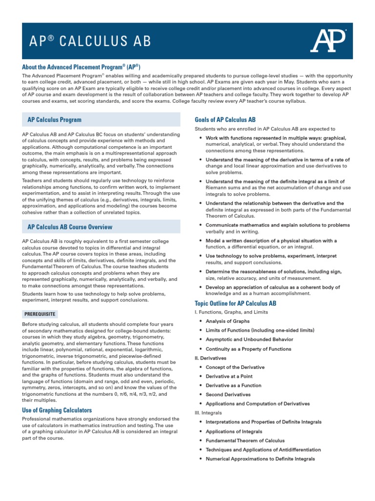 AP Calculus Ab Course Overview | PDF