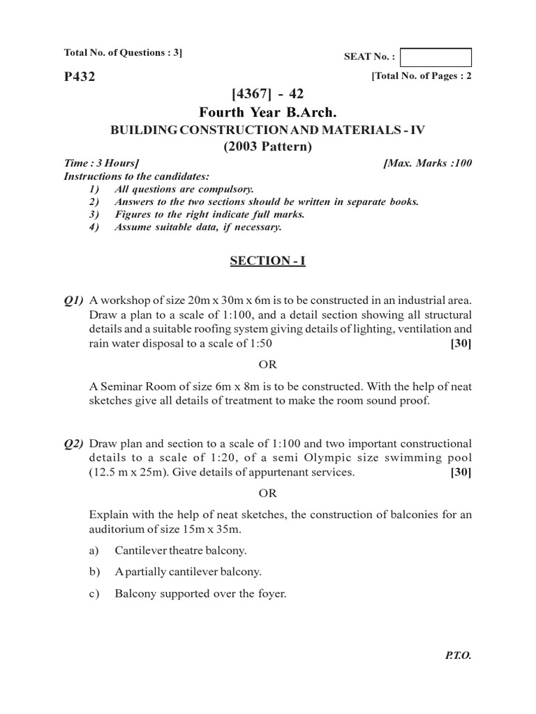 B.ARCH Abcm Question Paper PDF | PDF | Air Conditioning | Prestressed ...