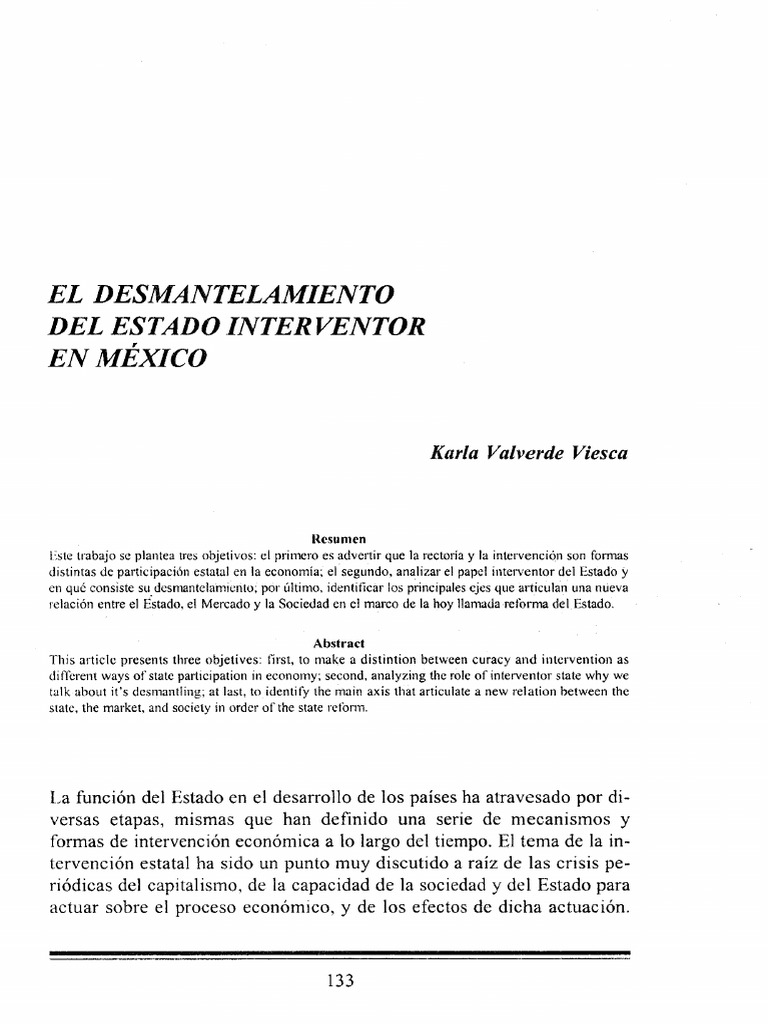 El Desmantelamiento Del Estado Interventor en México | PDF | Estado ...
