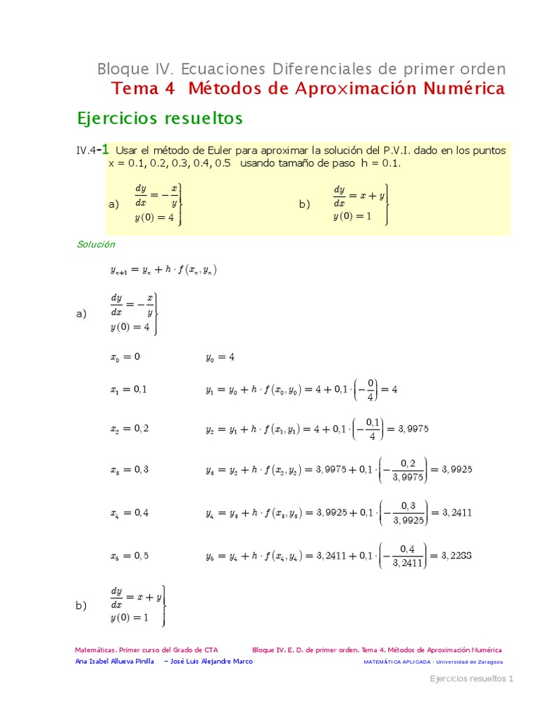 Metodo de Euler | PDF | Calculo diferencial | Análisis matemático