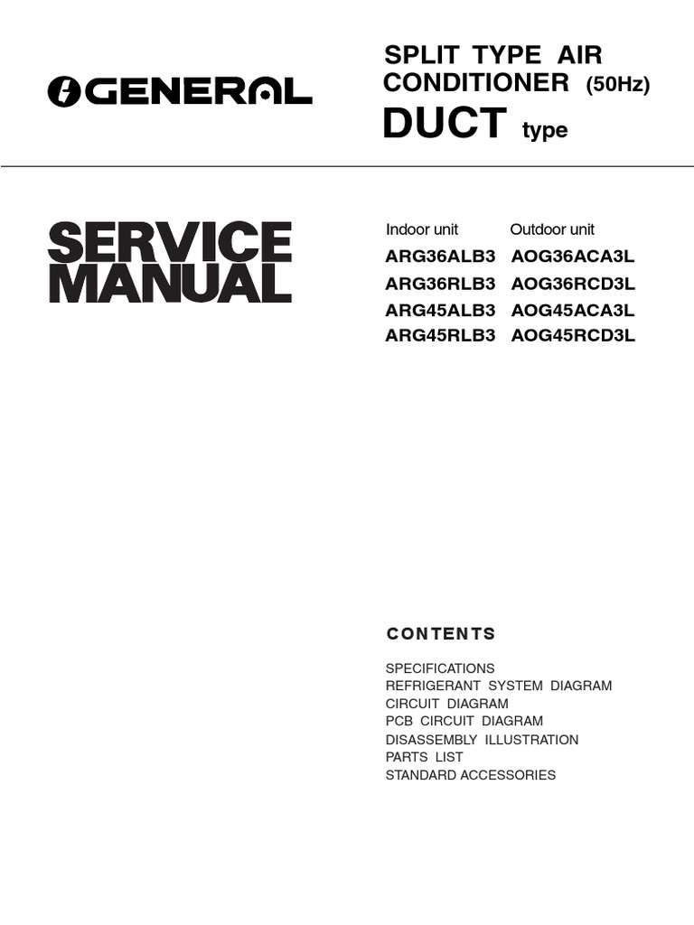 O General Split AC Service Manual | PDF | Air Conditioning | Civil ...