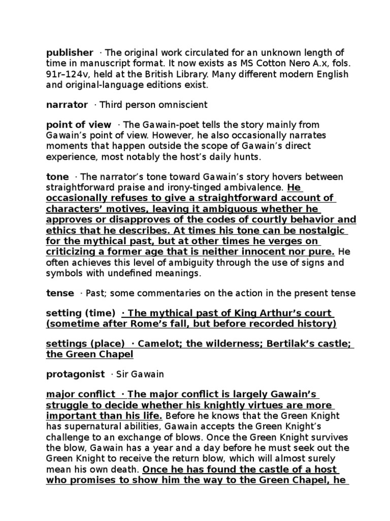 Sir Gawain and the Green Knight: An Analysis of the Central Themes ...