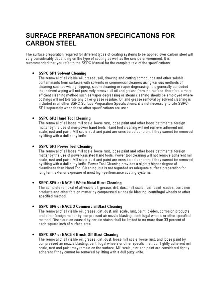 Surface Preparation For Carbon Steel | PDF | Rust | Paint