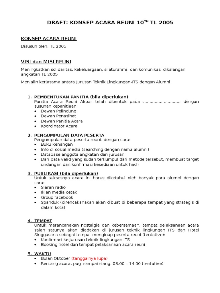 Konsep Acara Reuni | PDF | Ilmu Sosial