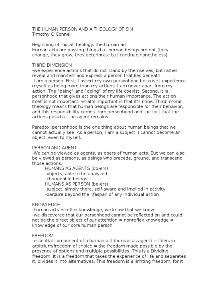 The Human Person and A Theology of Sin | PDF | Original Sin | Sin