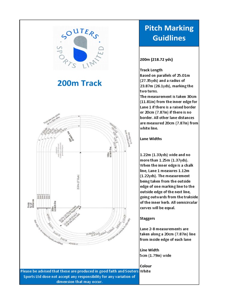 200m Track: Pitch Marking Guidlines | PDF | Geometry | Teaching Mathematics