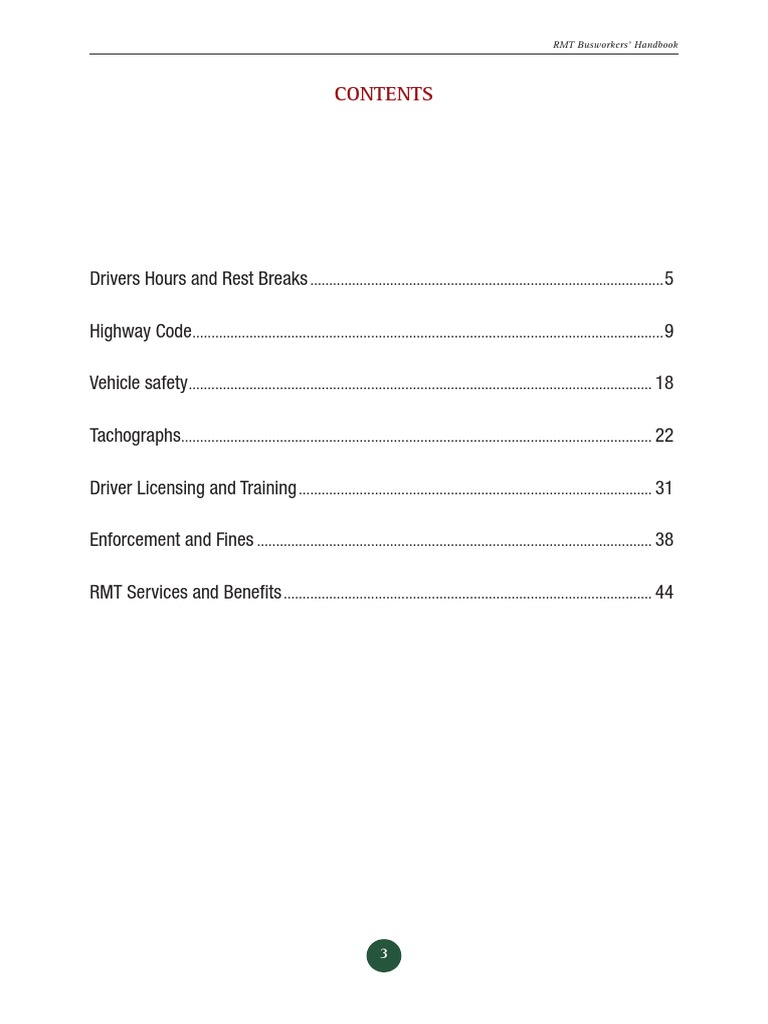 RMT Busworkers' Handbook Guide | PDF | Traffic | Medical Prescription