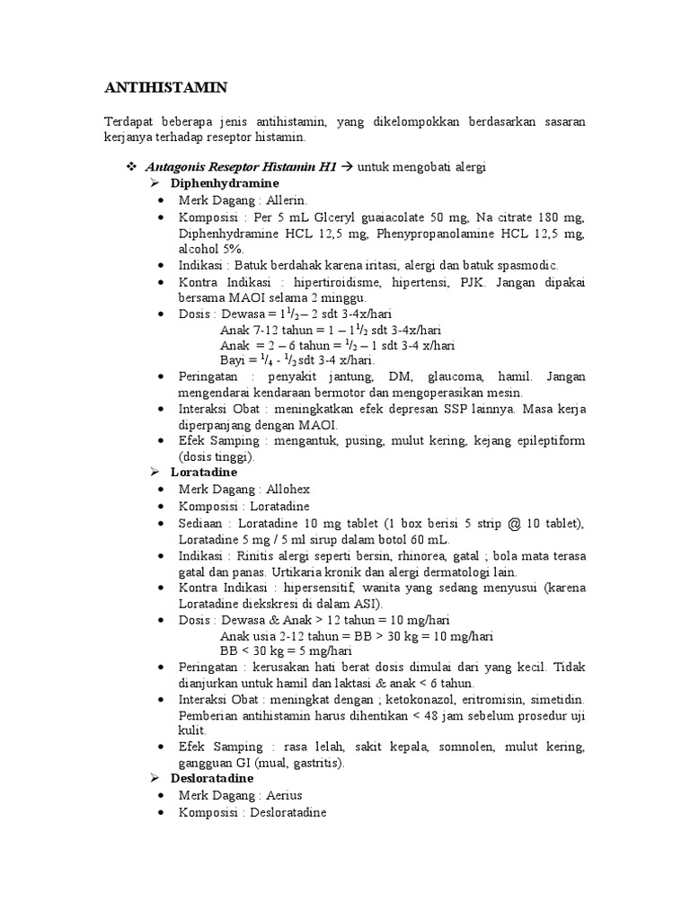 daftar obat antihistamin