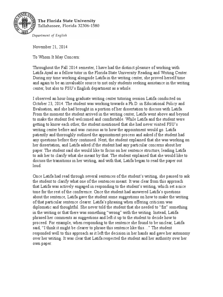 FSU Letterhead 1 | Sentence (Linguistics) | Psychological Concepts