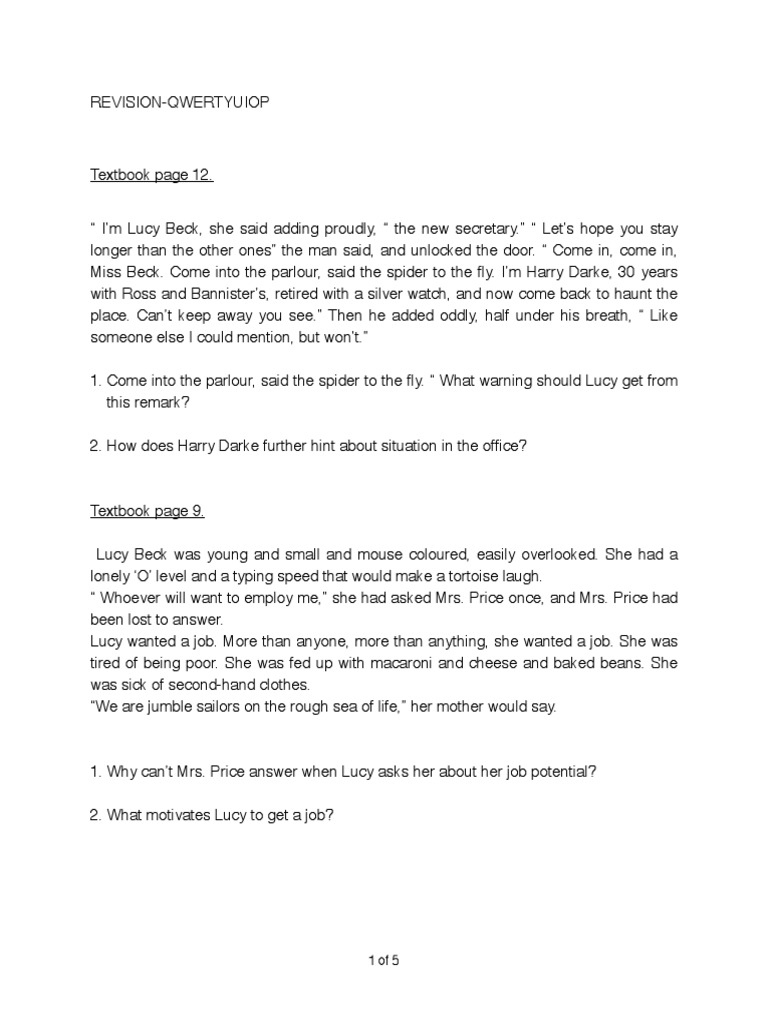 Revision Qwertyuiop Short Story Form 4 | PDF