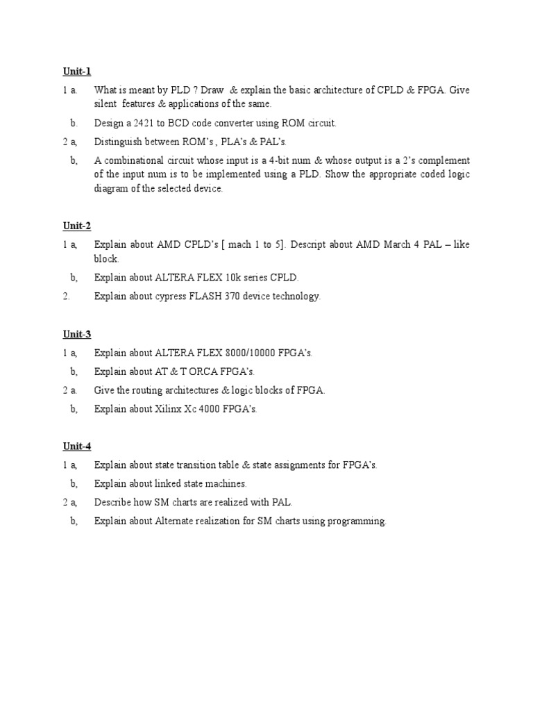 (IMPORTANT) Questions of FPGA & CPLD | PDF