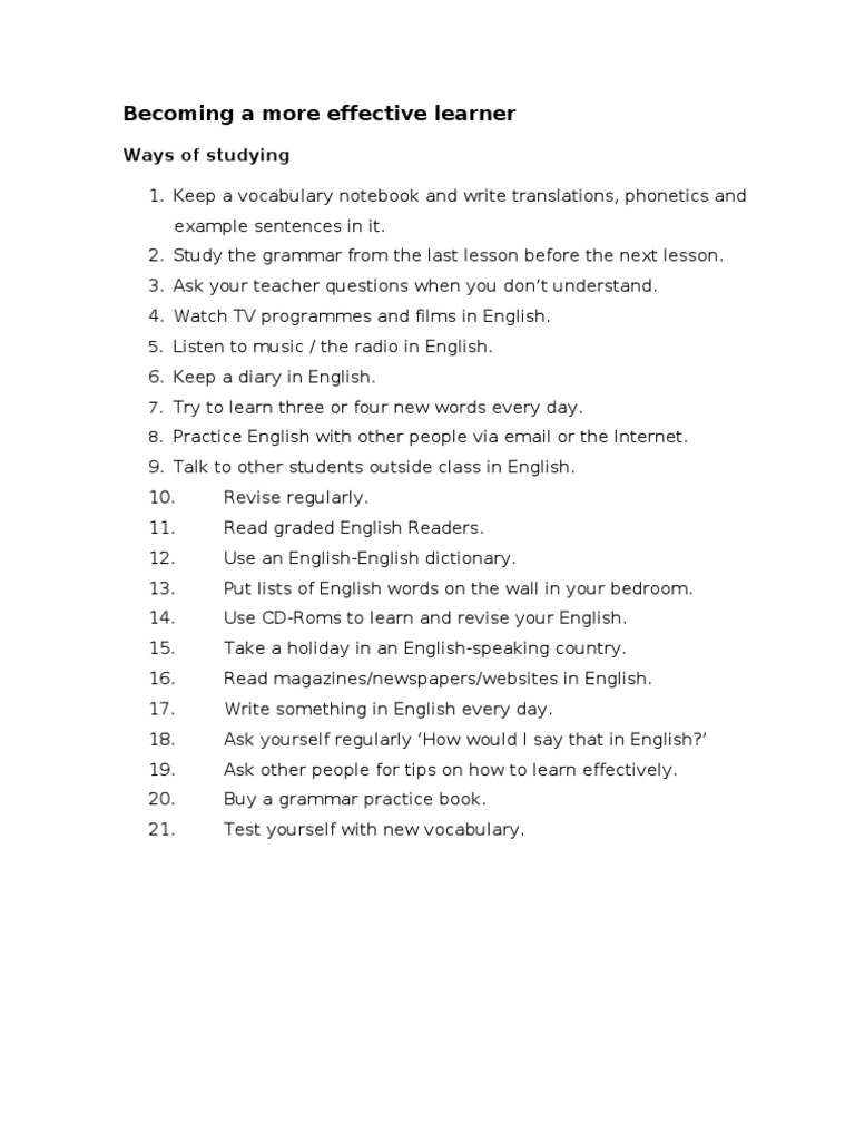 Becoming A More Effective Learner | PDF